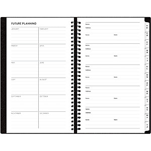 Blue Sky Aligned 2023 Weekly Contacts and Mini Planner, Telephone/Address, 3.5" x 6", Heavyweight Cover, Semi Concealed Wirebound, Black (123854-23)