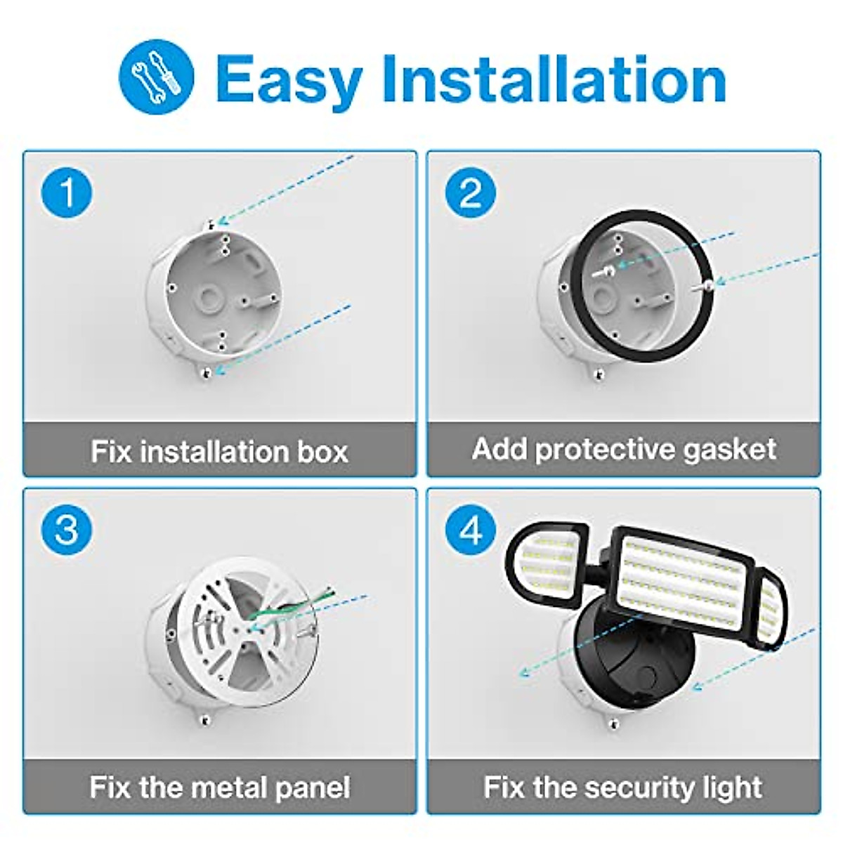 Atfoyer 70W LED Flood Light Outdoor, 6300LM Super Bright Security Light with 3 Adjustable Heads, IP65 Waterproof LED Flood Light Fixture, 6500K LED Exterior Floodlight for Eave, Garden, Garage, Yard