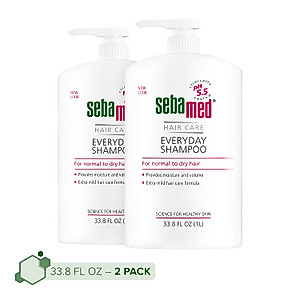 SEBAMED Everyday Shampoo for All Hair Types and Sensitive Scalp Hypoallergenic Dermatologist Recommended pH 5.5 Soap and Alkali Free for Soft and Healthy Hair (1 Liter) Pack of 2