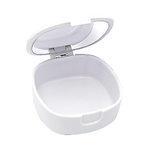 Ocircle Retainer Case, With mirror and ventilation holes, For Night Guards, Aligner Trays, Mouth Guard,Denture Case, Mouthguard. Light & Easy to Carry & Multipurpose(White)