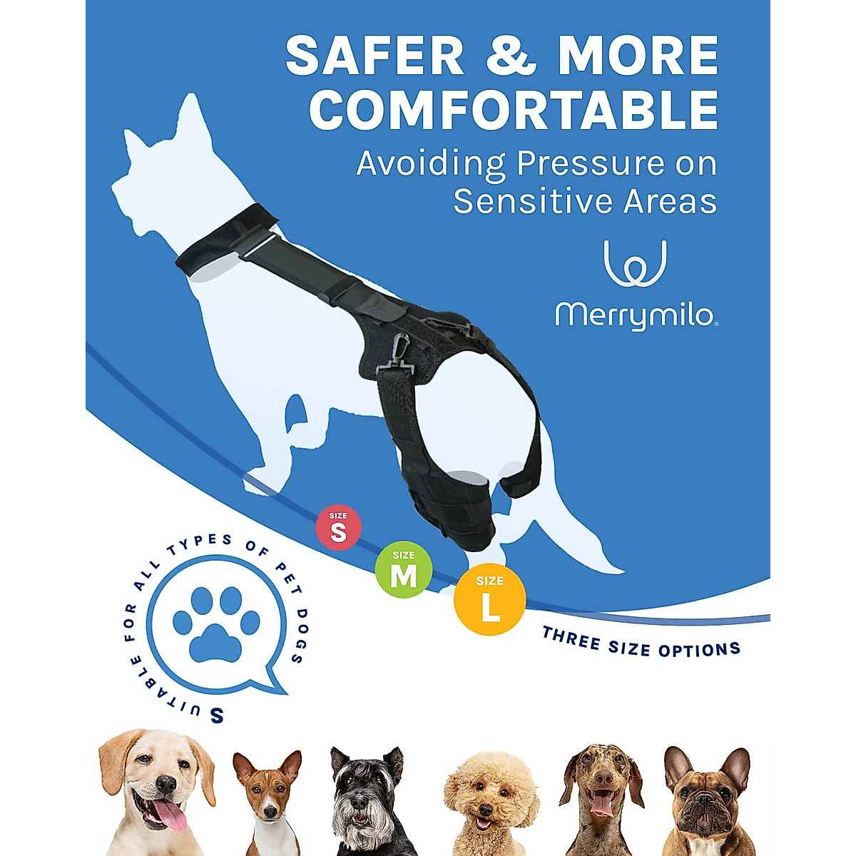 MerryMilo dog knee brace for torn acl hind leg -Upgraded Anti-Slip, Support for Cruciate Ligament Injury, Arthritis, Joint Pain, Muscle Sore, CCL Brace(Size: S, Left Leg)