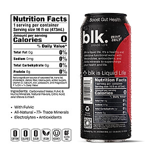 blk. Natural Alkaline Sparkling Mineral Electrolyte Infused with Fulvic and Amino Acids, Zero Sugar, Zero Calories Drink, Strawberry Rhubarb Flavored, 16 oz, 12 pack