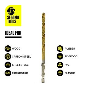 Segomo Tools 13 Piece 1/4 Inch Hex Shank Titanium Twist Impact Drill Bit Set (1/16 to 1/4 inch),Drill Bits 1 4 Hex Shank,Drill Bits Hex,Barrenas Para Taladros De Impacto,DB13SAE