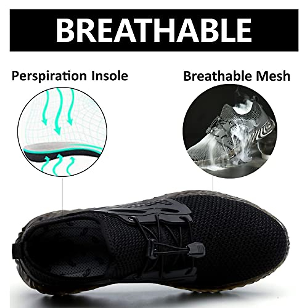 SUADEX Steel Toe Shoes Men Women Indestructible Work Safety Shoes Working Industrial Construction Sneakers Pure Black