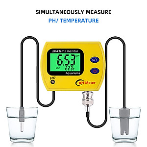 YIFAN pH Meter 0~14 pH Meter for Water, 2 in 1 ph Temperature Meter and Water Quality Tester with Automatic Calibration Function, Suitable for Hydroponics Aquarium Laboratory Lab Testing etc