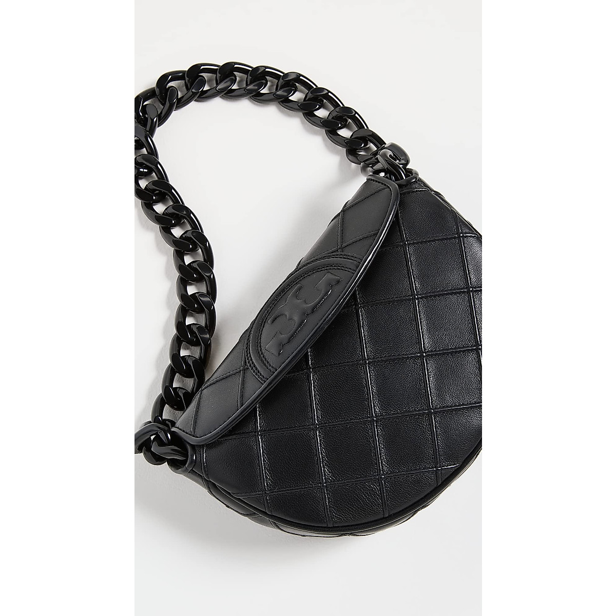 Tory Burch Women's Fleming Soft Mini Crescent Bag, Black, One Size