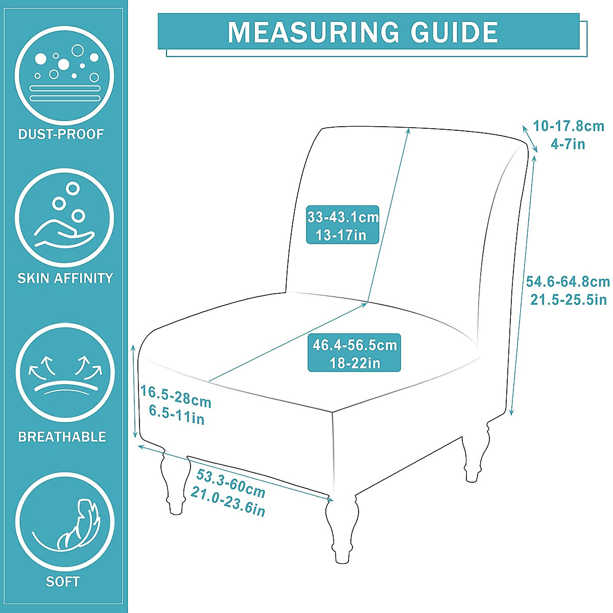 Liykimt Armless Accent Chair Cover Slipcover,Slipper Chair Cover Super Fit Stretch Spandex Removable Washable for Armless Chair Furniture Protector Covers for Living Dining Room Hotel