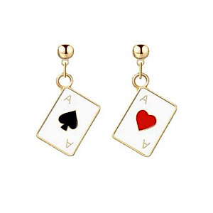 Funny Poker Dangle Earrings Cool Playing Cards Dangle Drop Stud for Women