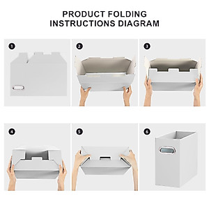 Oterri File Organizer, Small Storage Box, Cardboard File Folder Organizer, Collapsible File Box, Hanging File Organizer for Letter Size, Portable File Box with Handle, Only Box (Grey, 2 Packs)