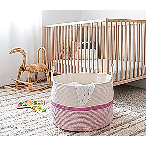 Wide Rope Laundry Basket (3-Toned Pink) + Wide Rope Laundry Basket (Striped/Pink) - PINK