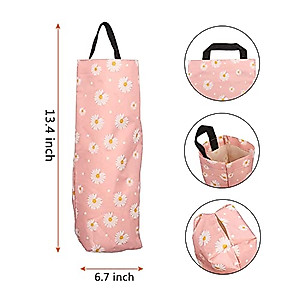 Plastic Bag Holder, KRGMNHR 2 Pack of Waterproof Wall Mount Grocery Bag Dispenser Garbage Bag Organizer Plastic Bag Holder and Dispenser (Pink)