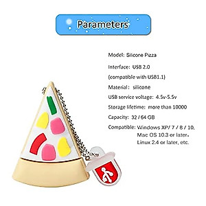 32GB USB Flash Drive Pizza-Shaped, BorlterClamp Novelty USB Drive Thumb Drive Memory Stick for External Data Storage