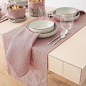 LinenMe Red Striped Linen Cotton Jazz Basket, Produced in Europe, 15 x 20cm