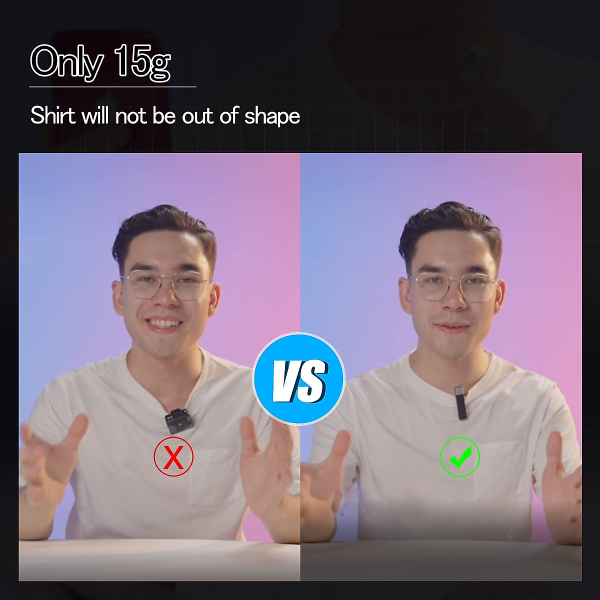 SabineTek Smartmike+with Unidirectional Mic Bundle-Wireless Bluetooth Microphone, Lapel Mic, Wireless Clip-on Lavalier Microphone for Smartphone,Recording Mic for YouTube, Interview, Video