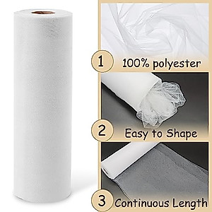 White Tulle Fabric Roll, 54" x 20 Yards (60FT) Tulle for Wedding Decoration DIY Tutu Party Backdrop Baby Shower Table Skirts Gift Wrapping