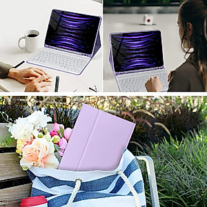 CC Store Keyboard Case for iPad Air 11-inch (M2) 2024,for iPad Air 5th/4th Gen,for iPad Pro 11" 4th/3rd/2nd/1st Gen,Detachable Bluetooth Keyboard and Pencil Holder,Multi-Angle Adjustment(Purple)