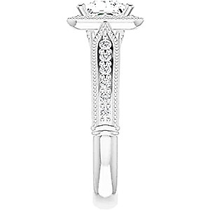 Moissanite World 1CT Princess Cut Colorless Moissanite Engagement Ring Wedding Band Gold Silver Eternity Solitaire Ring Halo Ring Vintage Antique Anniversary Promise Gift Her (7)