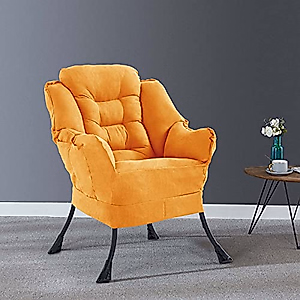 Modern Lazy Chair Single Lazy Sofa, Comfy Reclining Armchair-Soft Lounge Chair with Side Pockets/Thick Cushion/High Load-Bearing Steel Frame for Living Room, Bedroom, Office,Dormitory (Yellow)