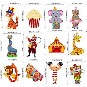 Zonon 24 Pieces Carnival Cutouts Party Supplies, Circus Theme Birthday Party Favors Circus Animals, Clown Performers Carnival Party Decoration