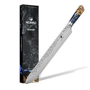 The Cooking Guild Slicing Knife - 12 Inches - Nomad Series - German Stainless Steel Carving Knife - Celestial Resin & Wood Handle - Rust-Resistant Meat & BBQ Brisket Slicer Knife
