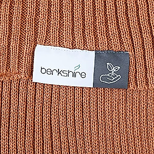 berkshire Ribbed Organic Cotton Knit Throw | All-Season Ribbed Organic Cotton Knitted Throw | Cashew | Throw (50" x 70")