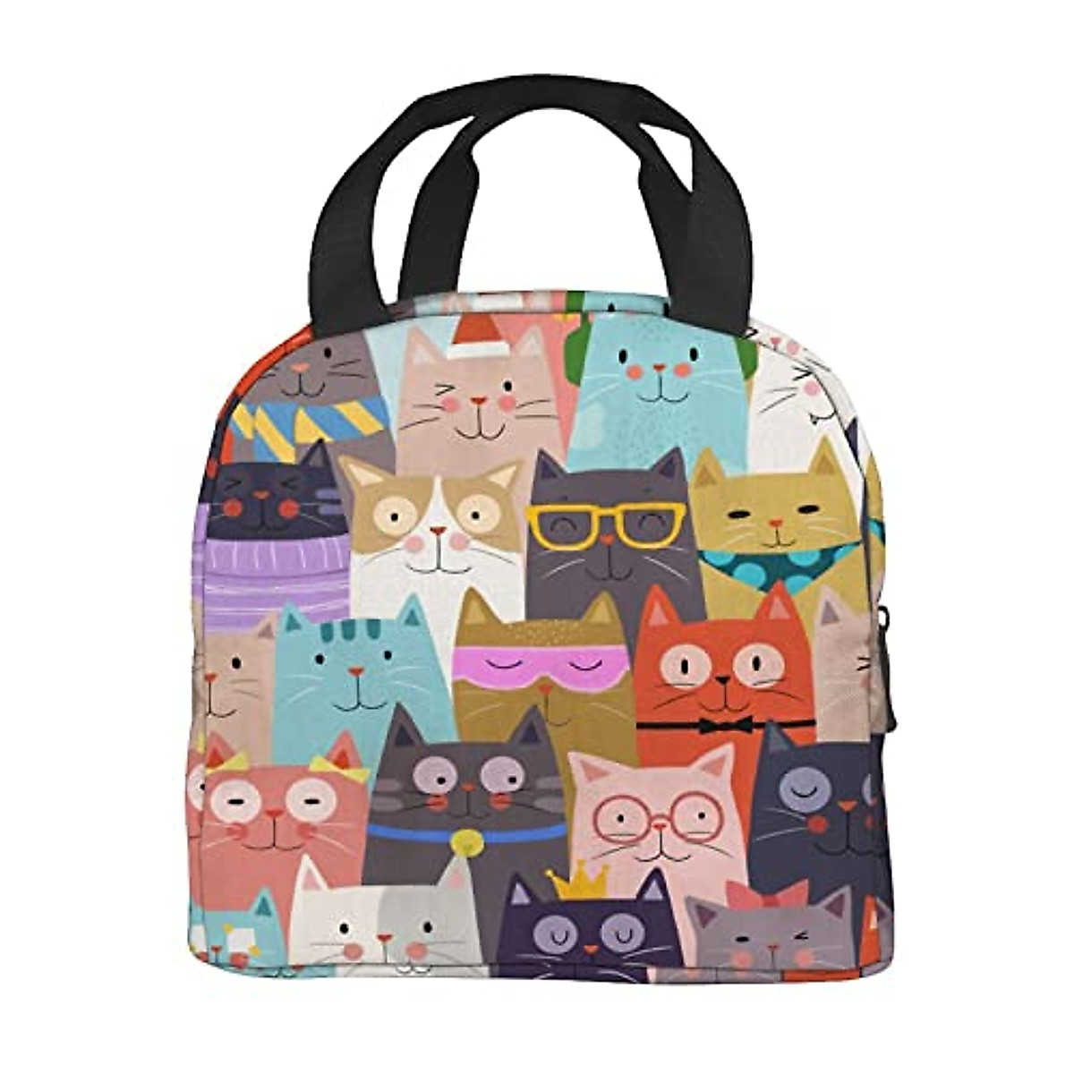 Majoug Cat Colorful Portable Lunch Bag Woman Waterproof Tote Shoulder Bags Small Handbags Purses Lunch Box,Shopping Office/Picnic/Travel/Camping