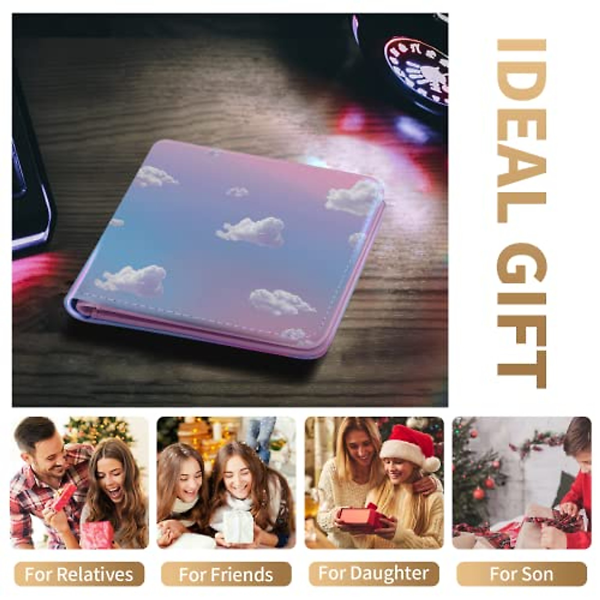 Girls Cute Kawaii Wallet Cloud Aesthetic Women Womens Cool Funny Leather Credit Id Card Cash Holder Woman Rfid Blocking Zipper Wallets With Coin Pocket Id Window Female Bifold Little Girl