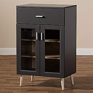 Baxton Studio Jonas Server Cabinet in Dark Grey and Oak Brown