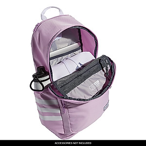 adidas Classic 3-Stripe Durable Backpack Student Athletic Sport Laptop Book Bag Discontinued, Bliss Lilac Purple/White/4.0, One Size