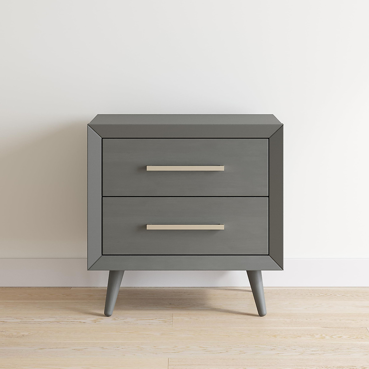 Child Craft Cranbrook 2 Drawer Nightstand for Nursery or Bedroom, Large Storage Drawers, Made of Sturdy Pinewood, Non-Toxic, Baby Safe Finish (Lunar Gray)