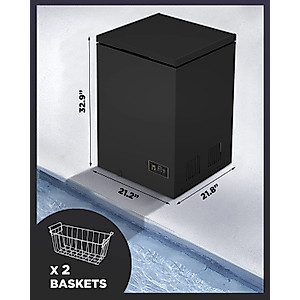 SOUKOO Chest Freezer Super-low temperature Freezers 14℉ to -40℉ (Black, 3.5 Cubic Feet), (UlTRA)