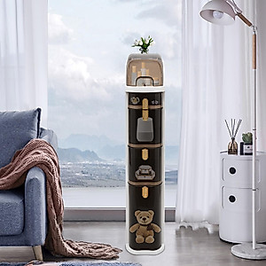 KUMOYOU 4 Tiers Plastic Floor Narrow Cabinet, Small Bathroom Side Corner Waterproof Organizer, Slim Large Capacity Storage with Handle Clear Drawers for Kitchen, Bedroom, Laundry, Living Room