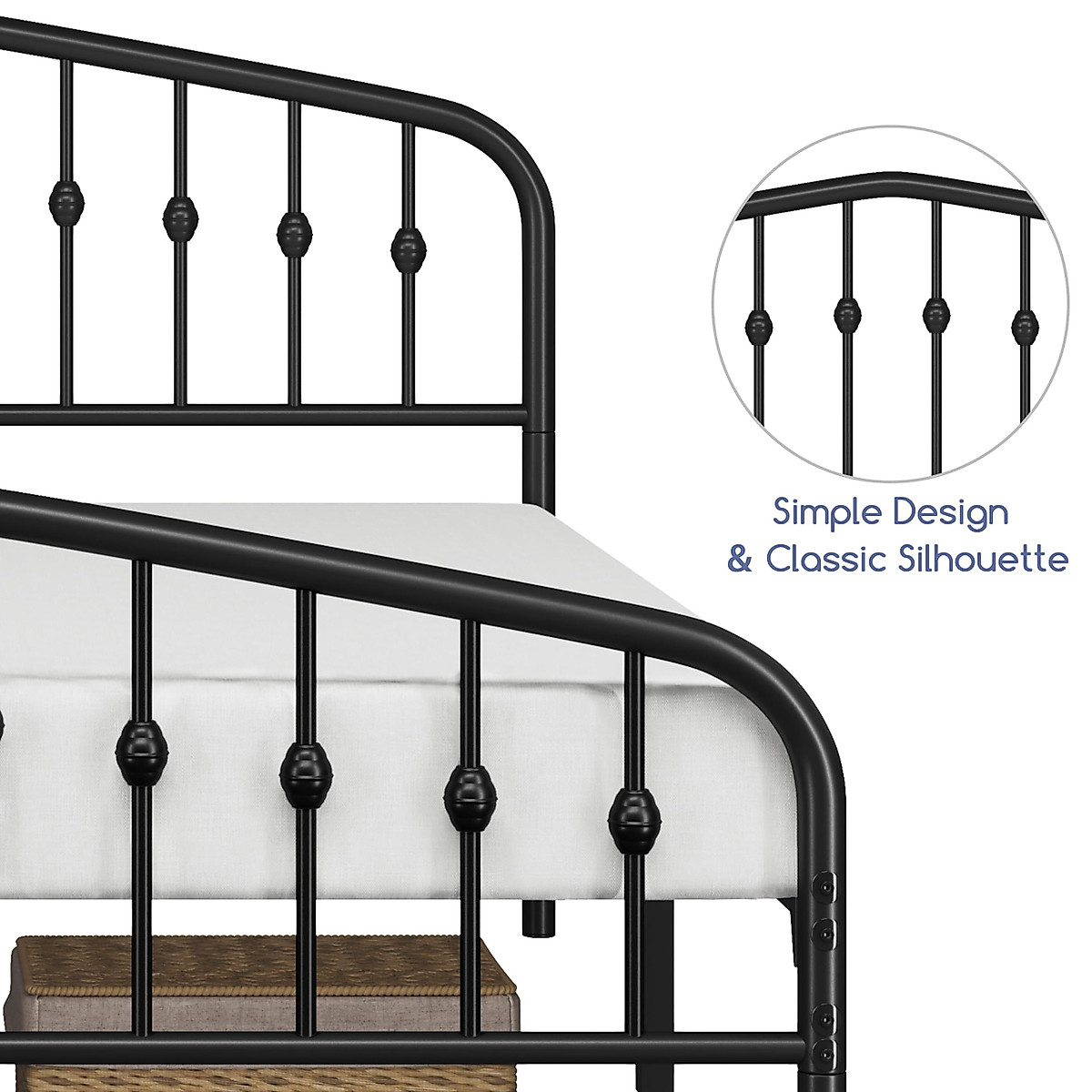 Yaheetech Queen Bed Frames Metal Platform Bed with Victorian Style Wrought Iron Headboard and Footboard/Easy Assembly/No Box Spring Needed/Black Queen Bed