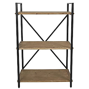 Industrial Small Bookshelf Bookcase Solid Wood 3 Tier Storage Rack Shelf for Small Space, Kitchen, Bathroom, Living Room, Office, 24.5" L x 13" W x 37" H