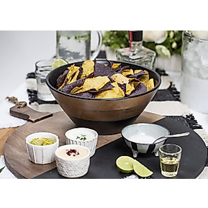 Mud Pie Large Round Wooden Serving Board, Black, 24" x 20"