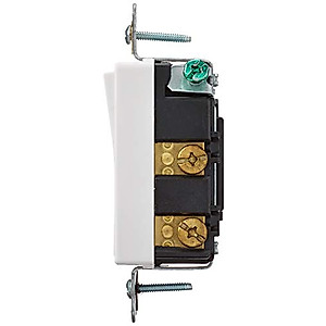 Leviton 5622-2W 20 Amp, 120/277 Volt, Decora Plus Rocker Double-Pole AC Quiet Switch, White