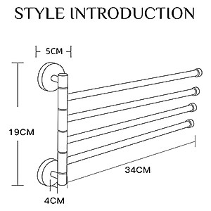 Towel BAR Rack Household Bathroom Activity Towel Bar,Stainless Steel Rotating Towel Rack,Bathroom Washing Rack Folding Three Rod Towel Storage Holder Bathroom Hardware/Blue (Color : Painted Butterfly