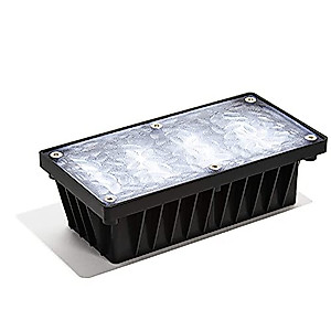 Solar Brick Landscape Path Light, 8x4 Recessed Polyresin Paver, Cool White LEDs, Waterproof, Outdoor Use, No Wires or Plugs - Rechargeable Battery Included