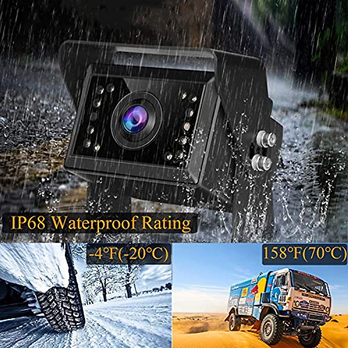 Backup Camera for Trucks, VECLESUS V5M Rear View Camera System, 5" LCD Screen with Waterproof Night Vision Rear Camera for Truck, RV, Trailer, Bus, Harvester, Pickup, Motorhome, Van, Large Vehicles