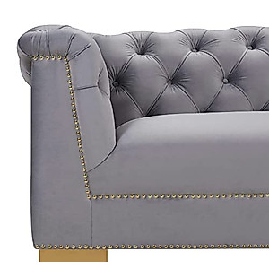 TOV Furniture Farah Grey Velvet Sofa
