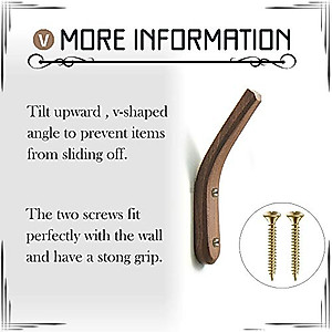 4 Pcs Wooden Coat Hooks- Wall-Mounted Wood Wall Hanger Simple Modern V Shape Handmade Craft Coat Rack for Hanging Coats Hats Bags Towels