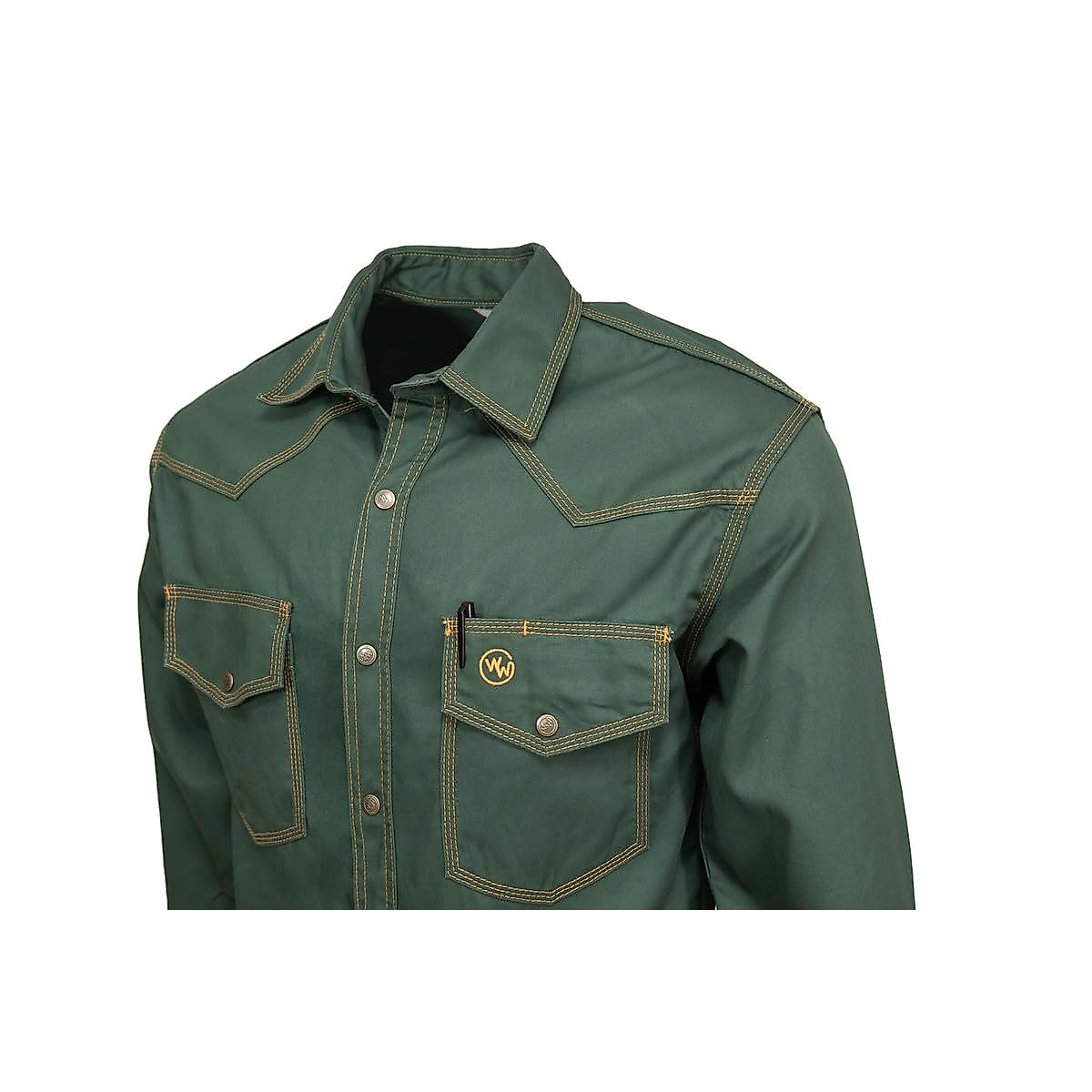 Western Welder Outfitting - Welding Shirt Western Style | Light Weight Tripled-Stitched Welding Shirts, Relaxed Fit (XL, Army Green)