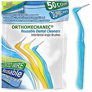 Orthomechanic Interdental Brush Angle Cleaners - Jumbo Pack (50 Brushes) (Standard) - Remove Plaque - Toothpick