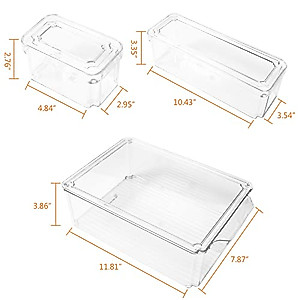 Modern-Depo 7 PCS Refrigerator Organizer Bins with Lids Food Containers with Various Size Stackable Storage Bins for Fridge, Countertop, Cabinets & Pantry