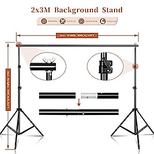 Walk Fly 7x10FT Muslin Backdrop Screen Kit, Photography Continuous Lighting and Collapsible Backdrop Stand Set, Background Support System with 20" x 27" Softbox Light for Photo Video Studio Shooting