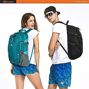 SKYSPER Packable Hiking Backpack 40L Lightweight Waterproof Backpack Travel Daypack for Men Women(Cyan)