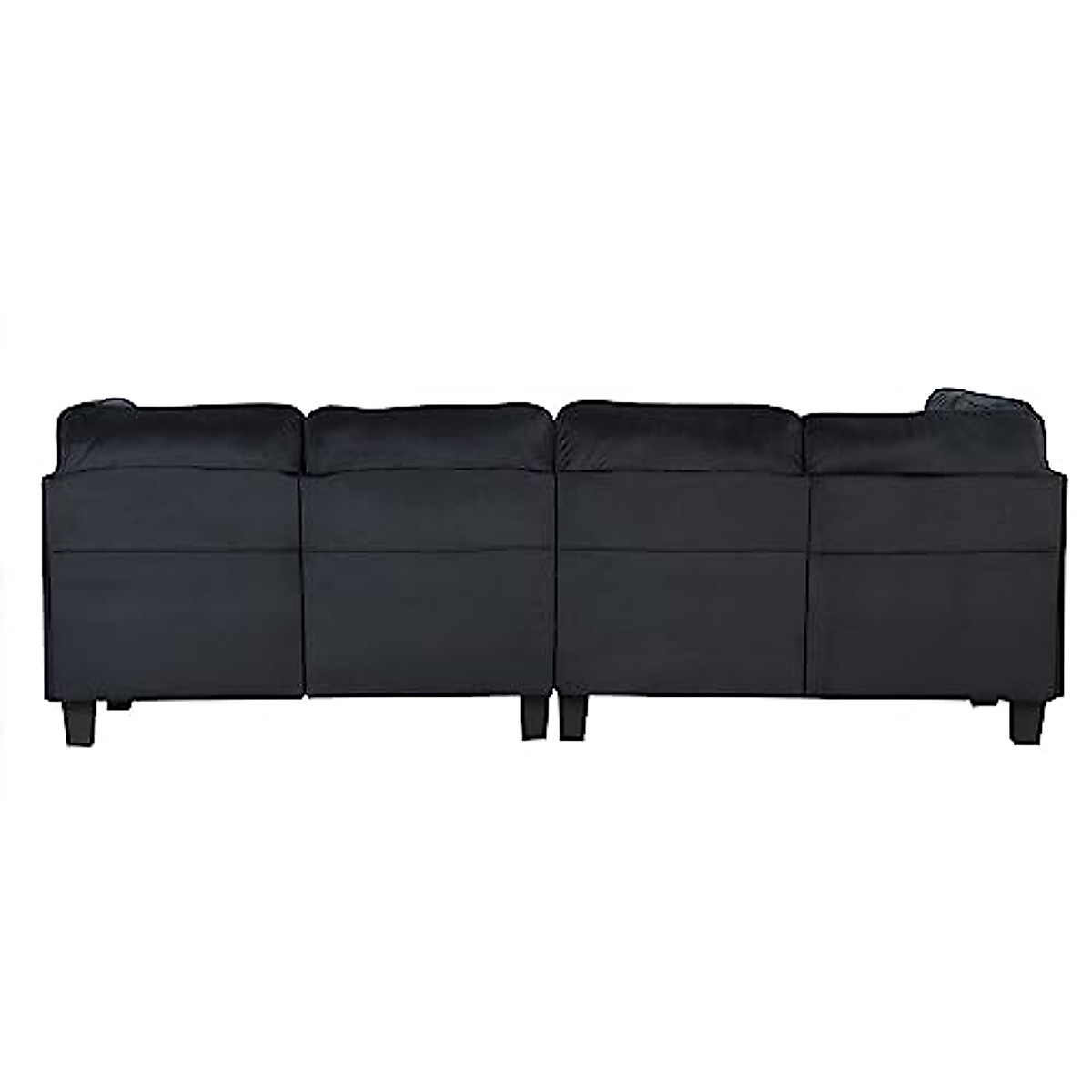 Casa Andrea Milano 3-Piece Velvet with Nailhead Trim Sectional Sofa and Ottoman Set, Large, Black