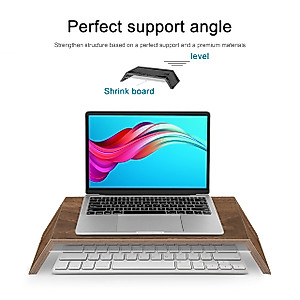 Aothia Monitor Stand Riser, Solid Wood Desktop Stands for Laptop Computer/TV/PC/Printers, Perfect Desk Shelf Organizer with Underneath Storage for Office Accessories(Black Walnut)