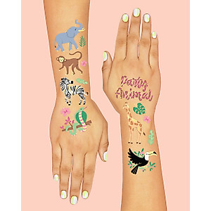 xo, Fetti Jungle Temporary Tattoos - 36 styles | Elephant Arts + Craft, Wild Animal Birthday Party Supplies, Giraffe Safari Baby Shower, Tiger
