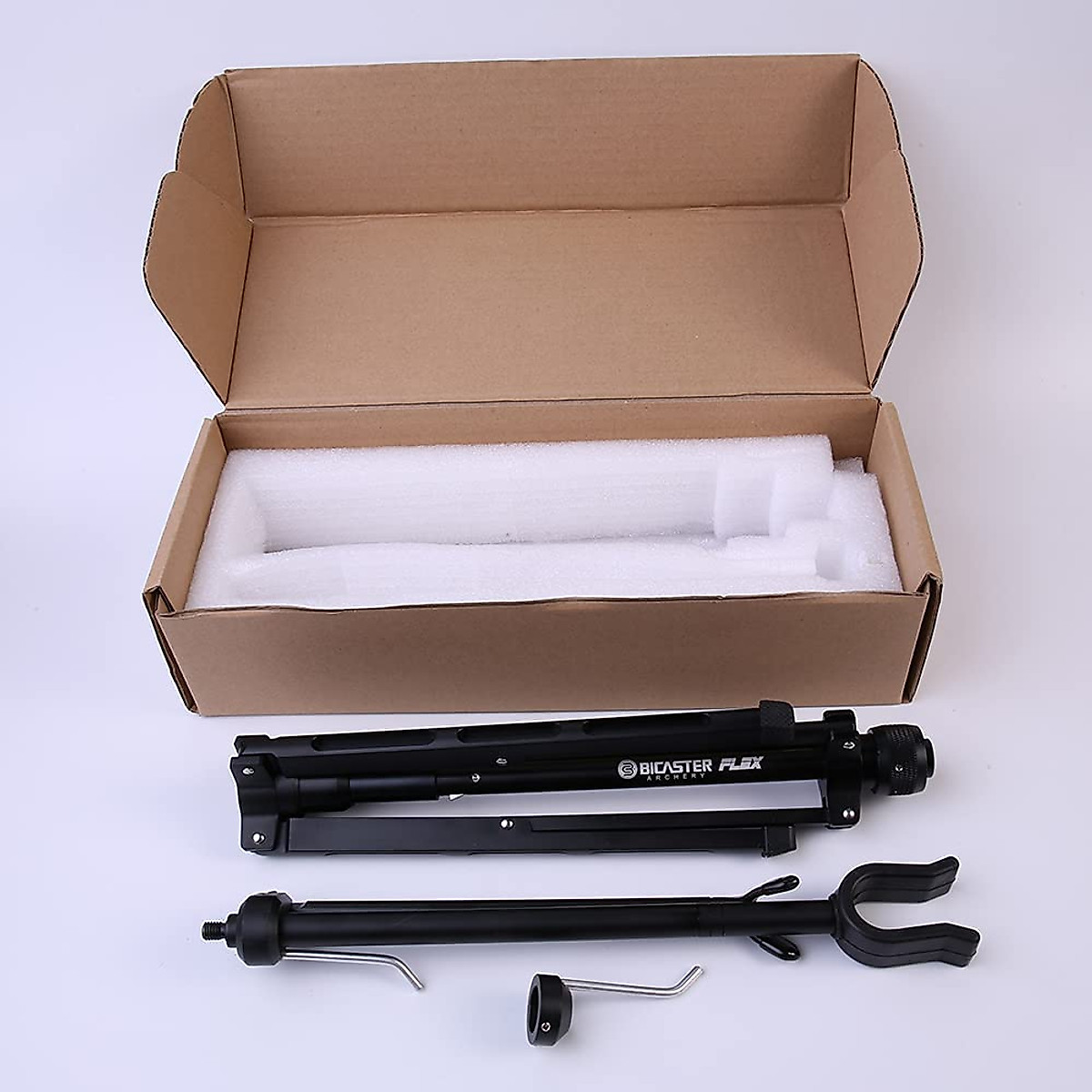 BICASTER Archery Bow Stand Full CNC Machined Aluminum Steel Heavy Duty Automatic Open/Fold for Recurve Bow Longbow Takedown Bow (Silver Short)